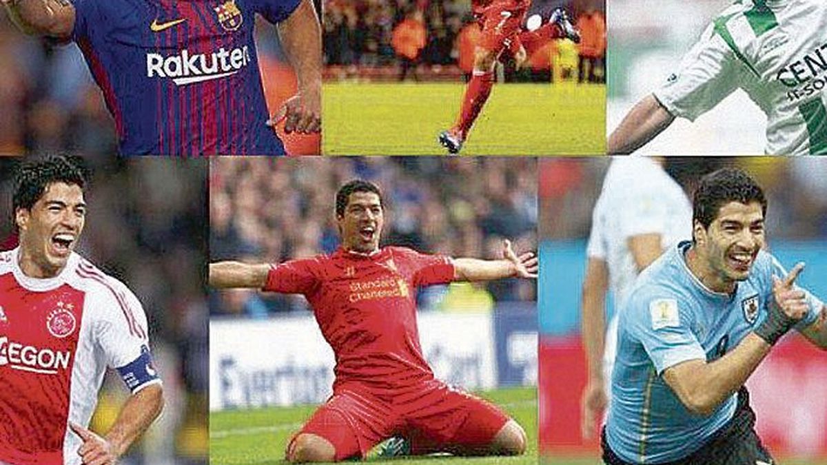 Luis Suárez y un collage por sus 400 gritos de gol