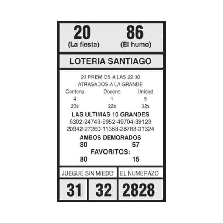 LOS NUMEROS LOTERIA SANTIAGO