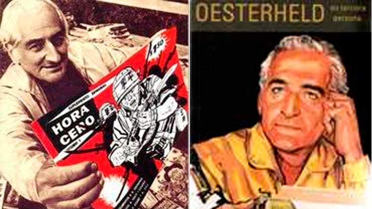 Héctor Germán Oesterheld en una muestra en la Biblioteca Nacional