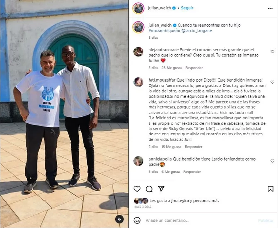 Julián Weich se reencontró con su hijo mozambiqueño