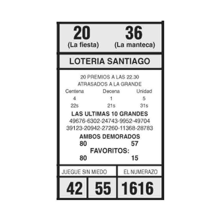 LOS NUMEROS LOTERIA SANTIAGO