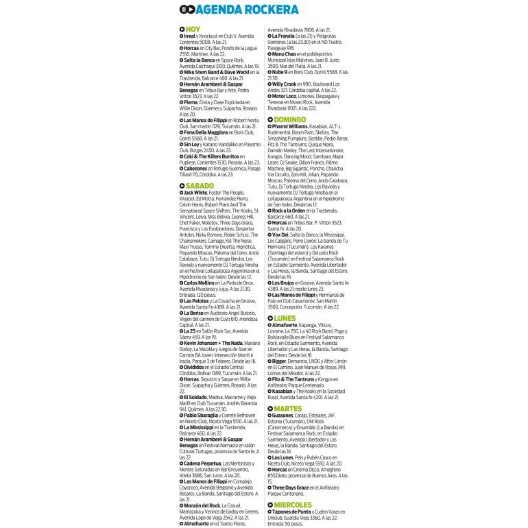 La Agenda Rockera
