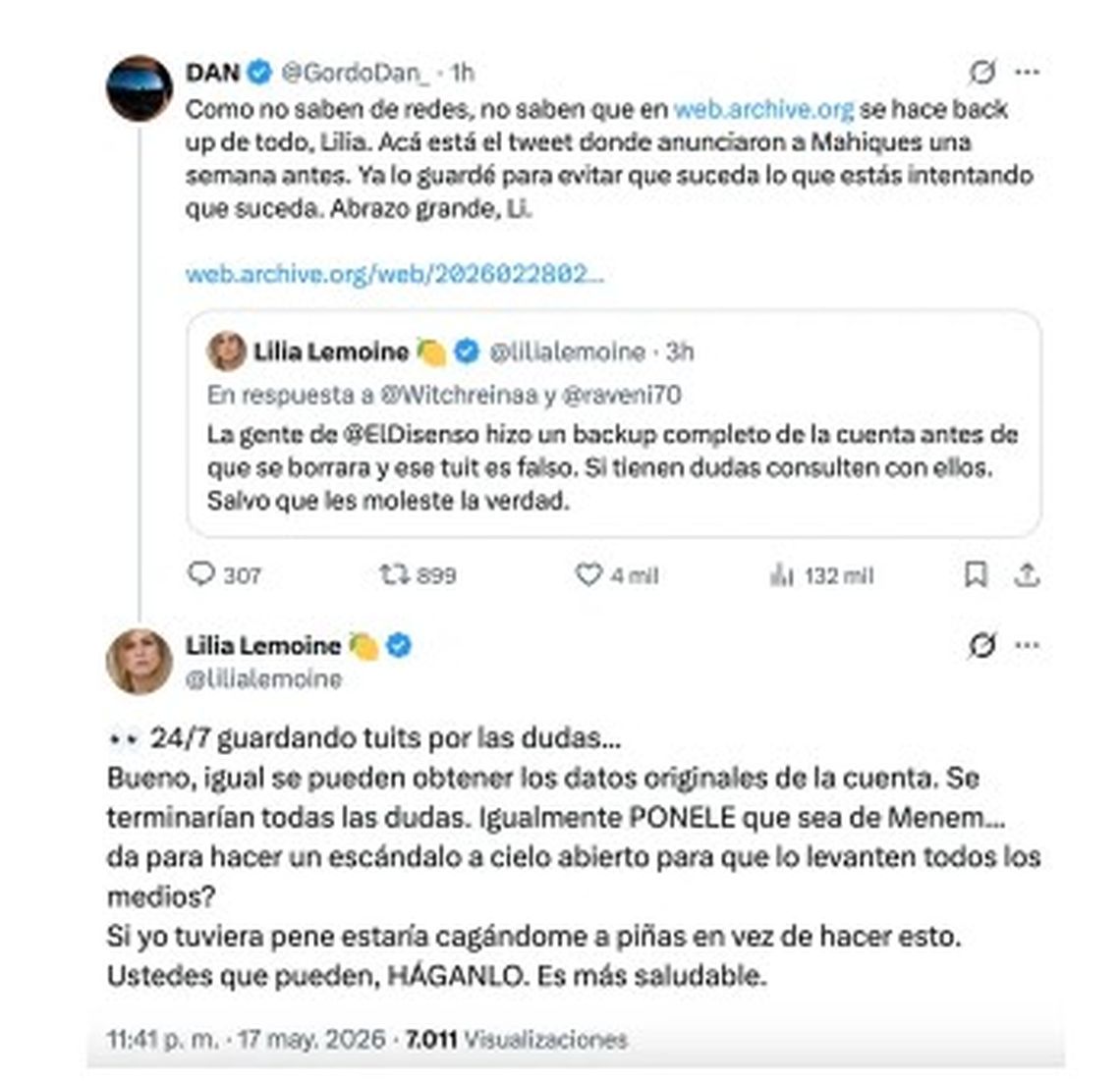Interna libertaria: Lemoine y Gordo Dan se cruzaron en redes
