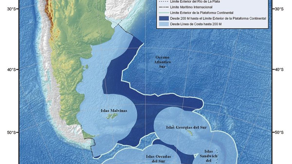 El nuevo mapa con los límites marítimos de Argentina aprobado por ONU