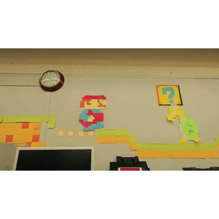 Animación: Mario Bross hecho de Post it