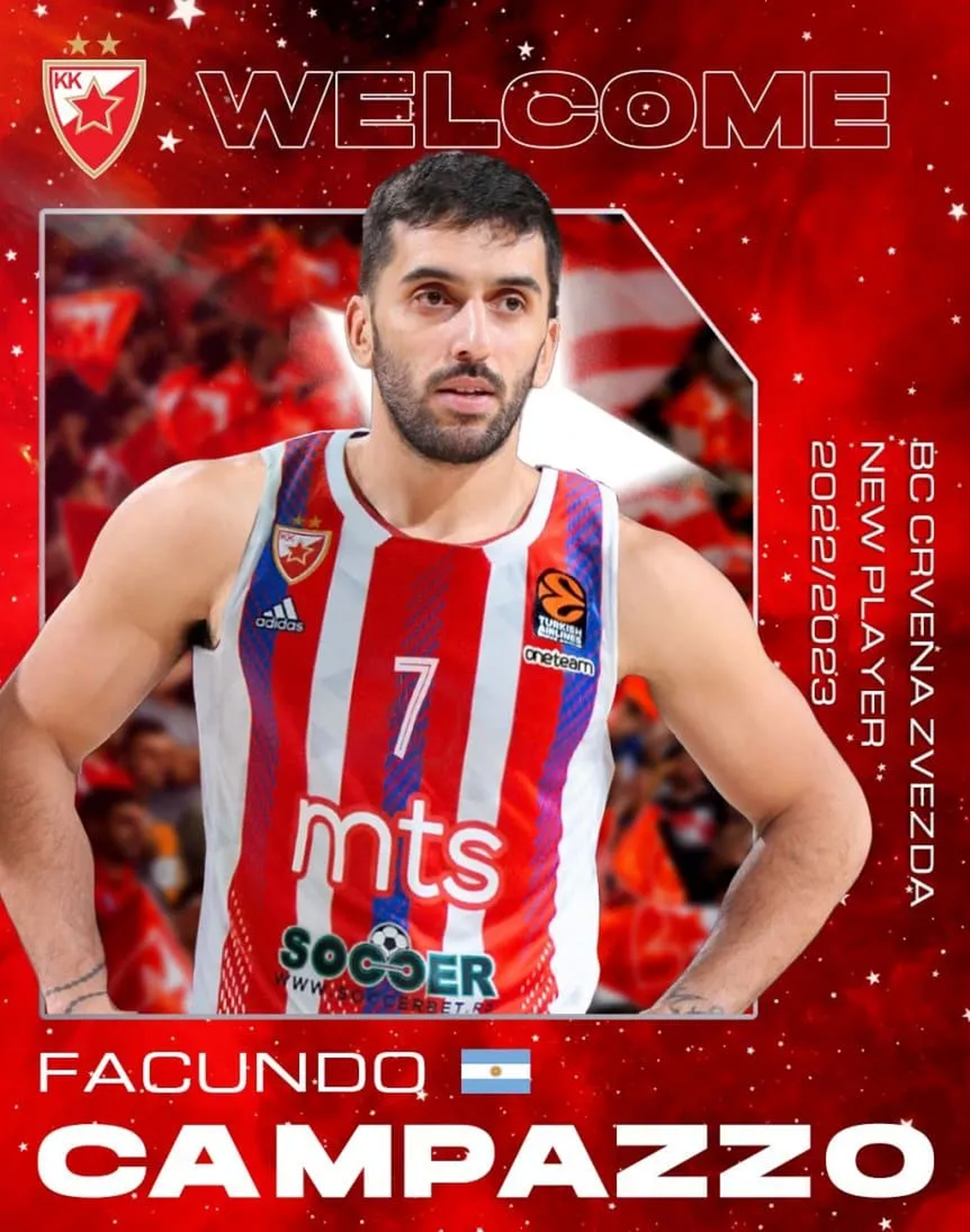Facundo Campazzo fue presentado en Estrella Roja de Serbia