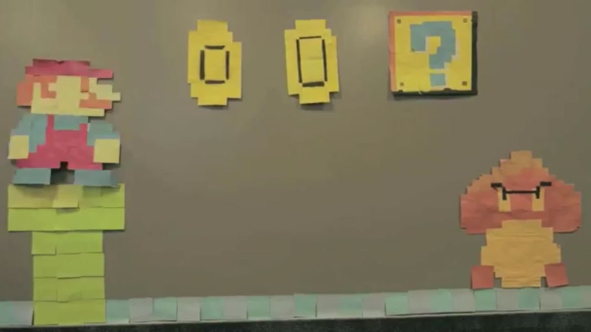 Super Mario revive con papeles de notas