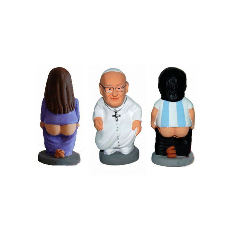 Furor por los Caganers de Cristina, Francisco y Maradona